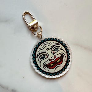 Bert Grimm Sun/moon Keychain - Tattoo Flash - Acrylic Keychain ...