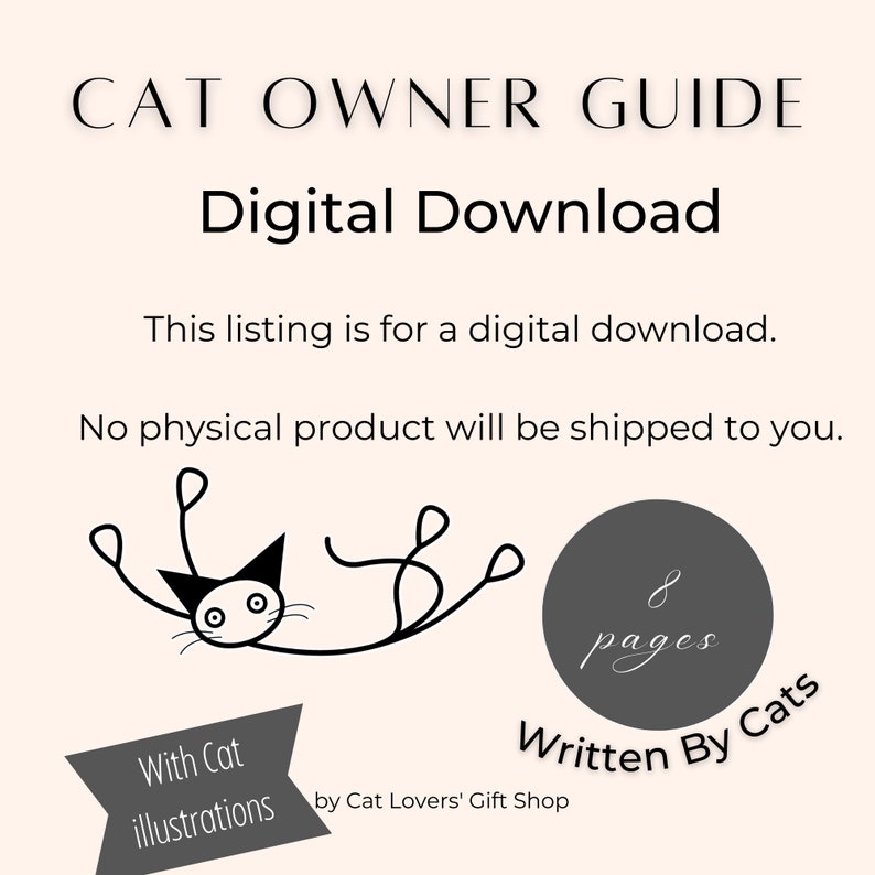 Cat Care Guide | Cat Owner Guide | Written by Cats, for Humans - Etsy