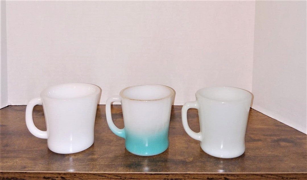 Vintage Fire King Anchor Hocking Mug Teal and White Degraded D Handle ...