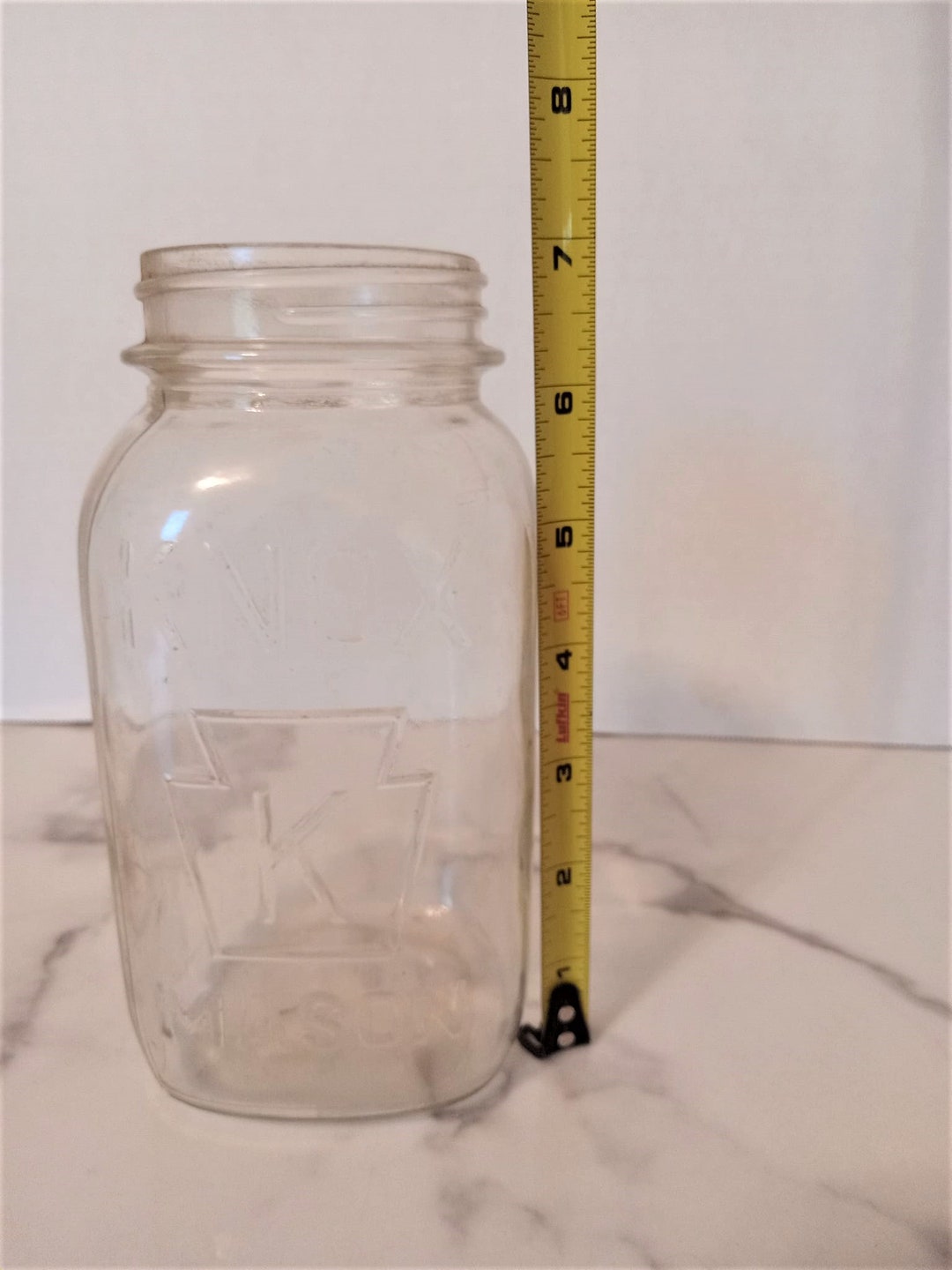 Vintage Knox K Inside a Keystone Mason Clear Quart Fruit Jar Circa ...