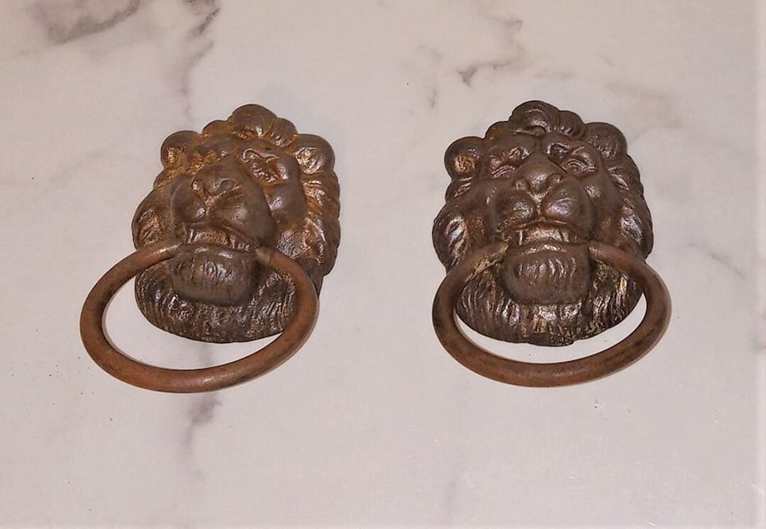 Vintage Brass Lion Head Drawer Handle With Ring Pull - Etsy