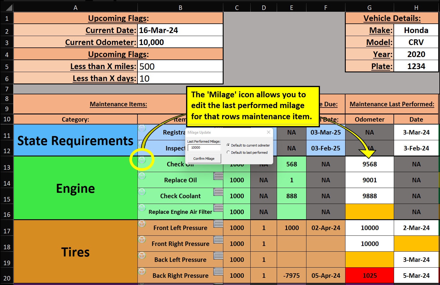 Multi-vehicle Maintenance V13.0, Excel Spreadsheet, Automated ...