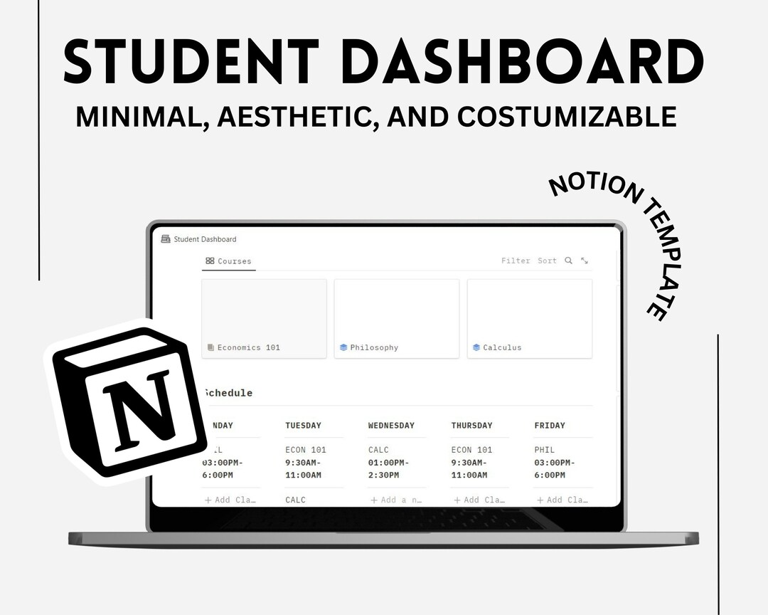 Student Dashboard Planner Notion Template - Etsy