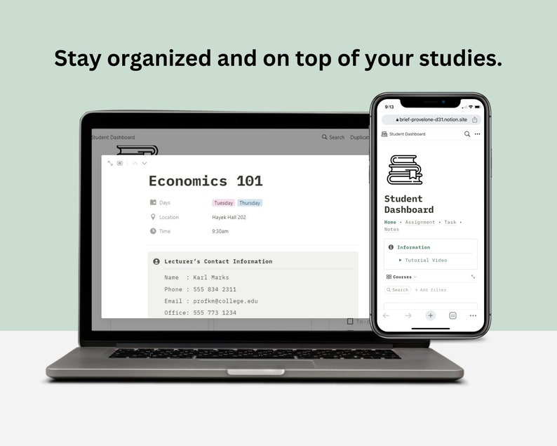 Student Dashboard Planner Notion Template - Etsy