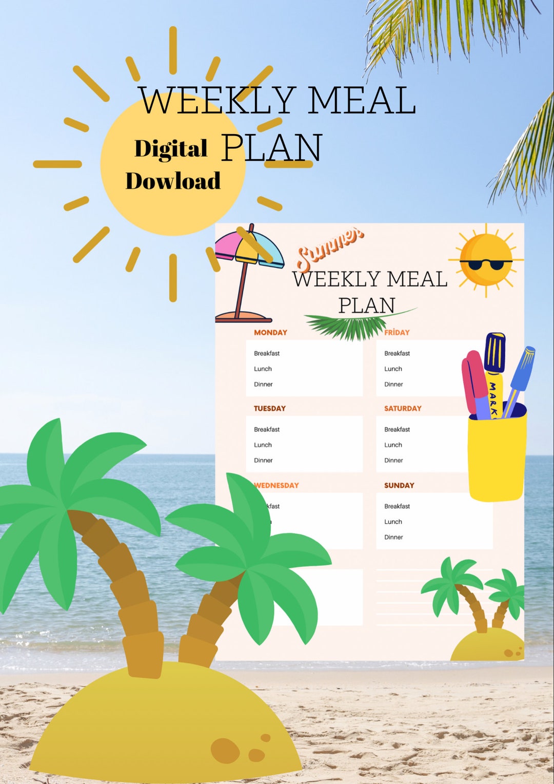 Weekly Meal Plan for Summer Weekly Meal Plan Digital Download - Etsy