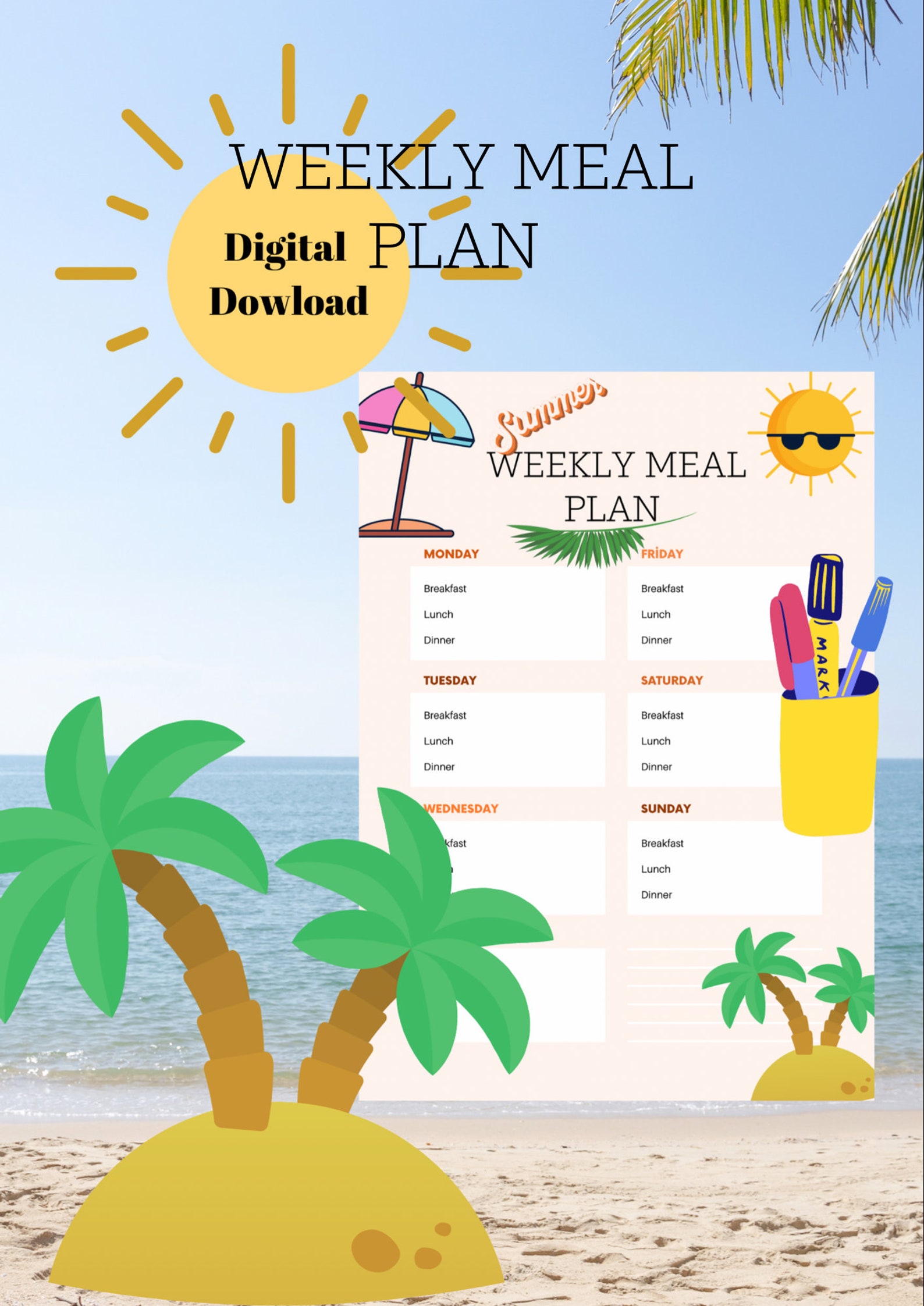 Weekly Meal Plan for Summer Weekly Meal Plan Digital Download - Etsy