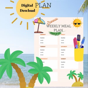 Weekly Meal Plan for Summer Weekly Meal Plan Digital Download - Etsy