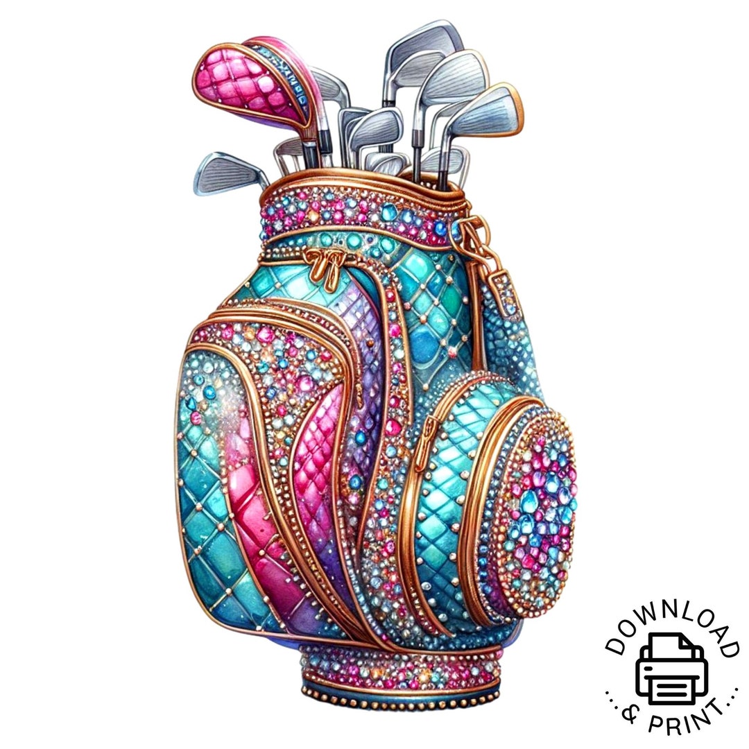 Golf Bag Watercolor Pink Golf Bag Sports Girl Clipart Nursery Golfer ...