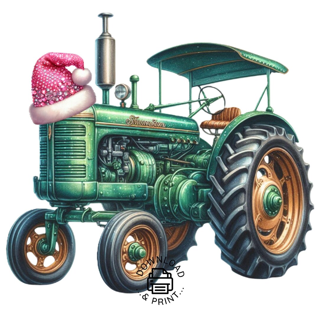 Christmas Tractor Clipart | Watercolor Retro Green Tractor PNG ...