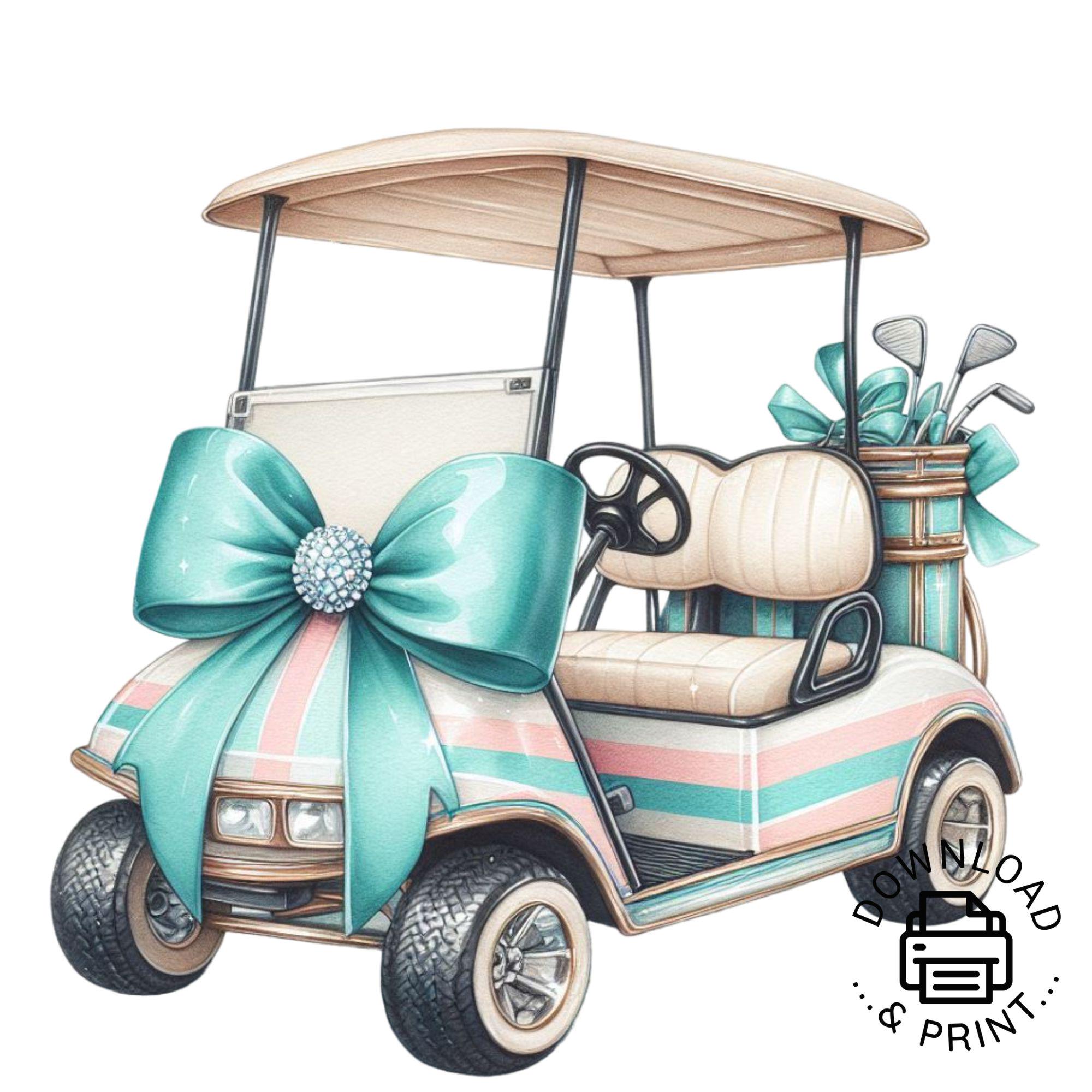 Golf Cart Clipart, Teal Pastel Golf Cart Girl Clipart Nursery Golfer ...