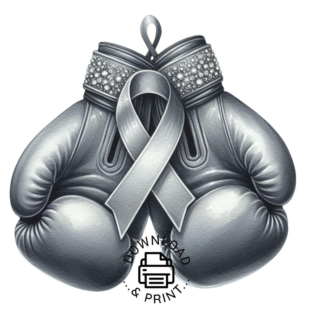 Grey Boxing Gloves Clipart, Grey Awareness Ribbon Boxing Gloves Clipart ...
