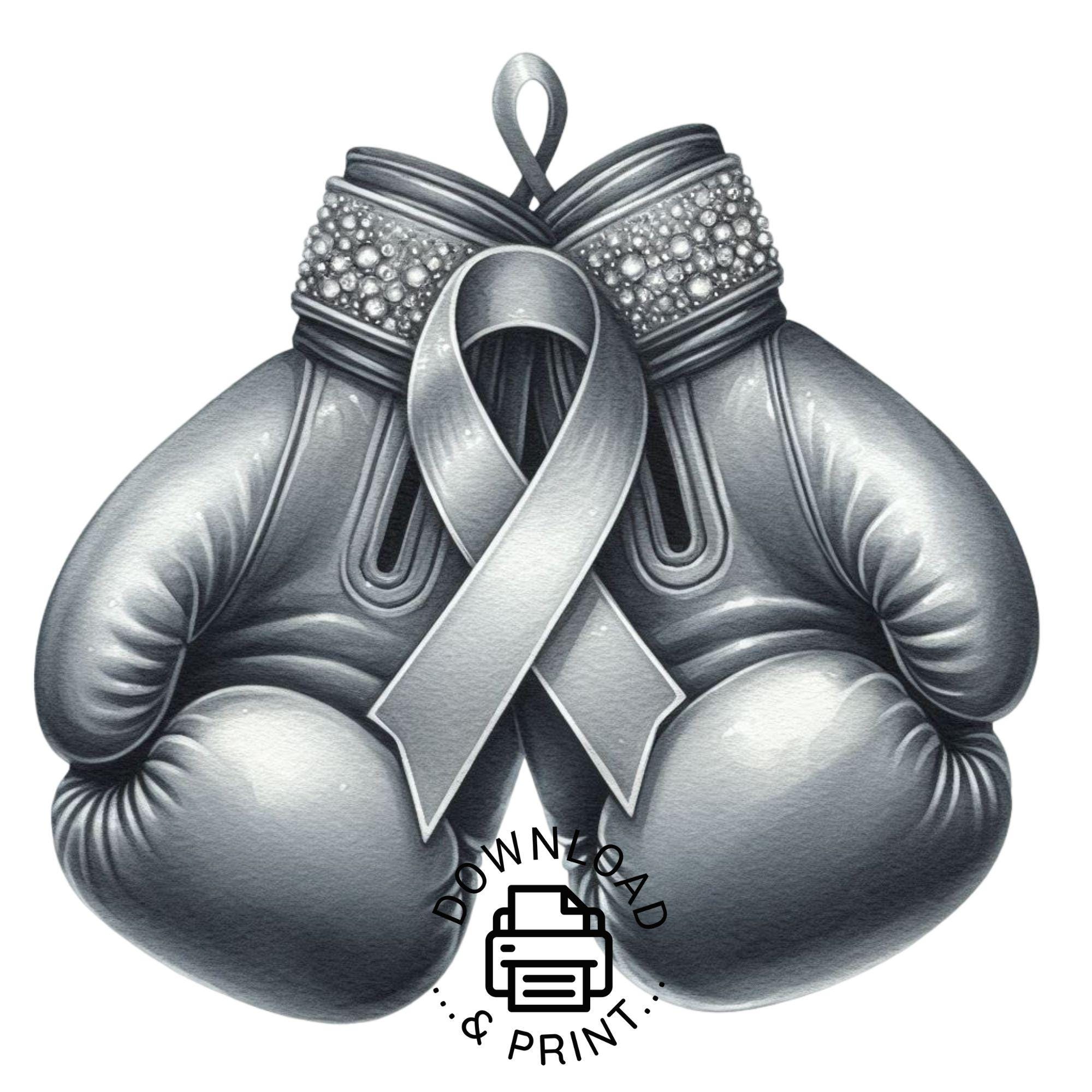 Grey Boxing Gloves Clipart, Grey Awareness Ribbon Boxing Gloves Clipart ...