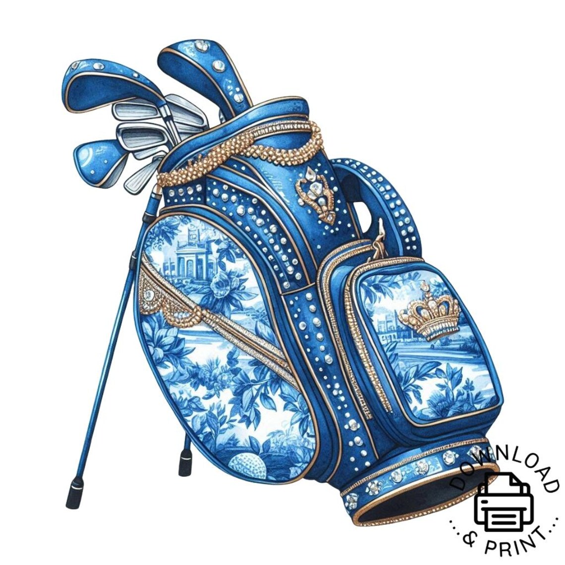 Golf Bag Watercolor Pink Golf Bag Sports Girl Clipart Nursery Golfer ...