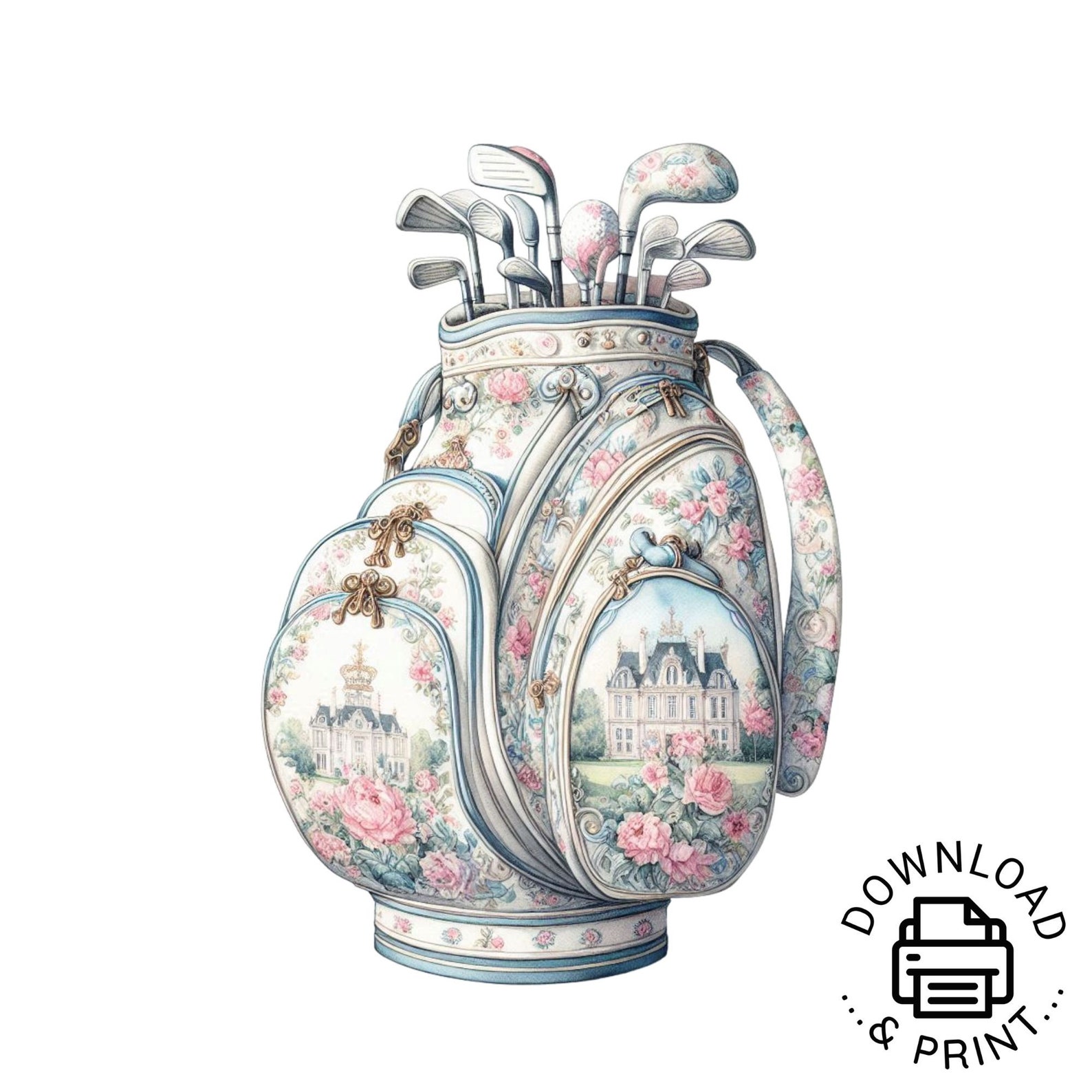 Golf Bag Clipart, Watercolor Golf Bag Sports Girl Clipart Nursery ...