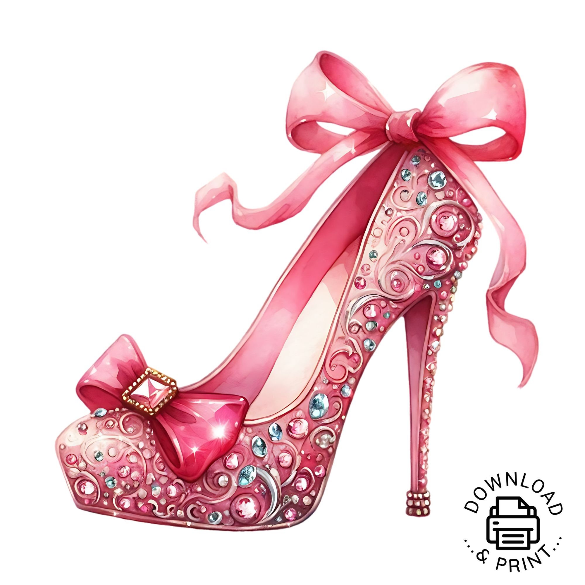 Beautiful High Heel Shoe PNG Clipart, Pink Ladies Ribbon Girl Party PNG ...