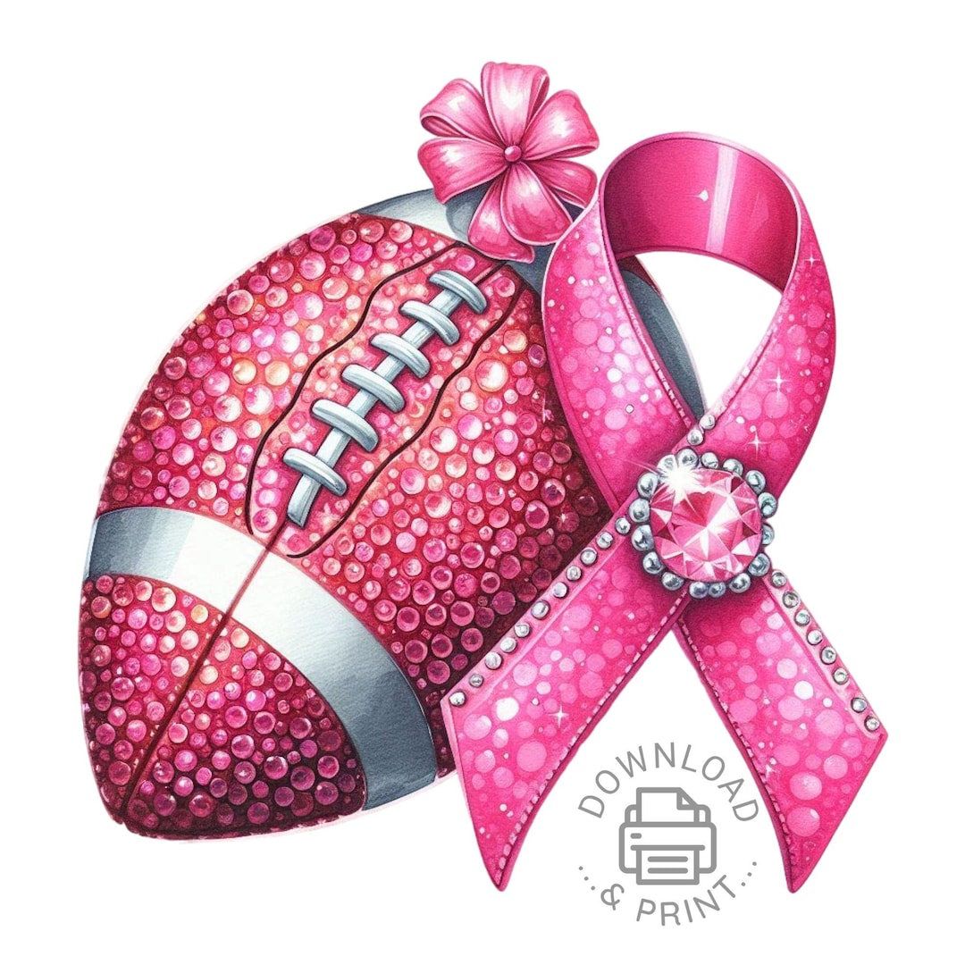 Football Clipart, Football Sublimation, Pink Ribbon Football Clipart ...