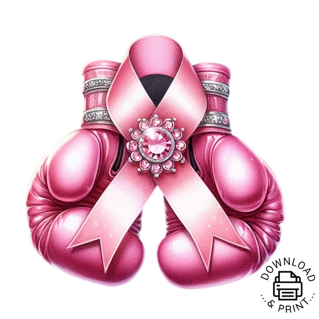 Breast Cancer Clipart, Pink Ribbon Boxing Gloves Clipart, Pink Boxing ...