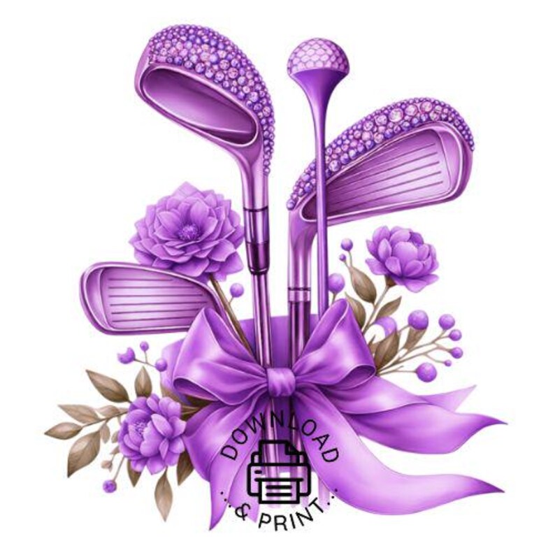 GOLF Clipart, Golf Png, Watercolor Purple Ribbon Golf Club Clipart ...