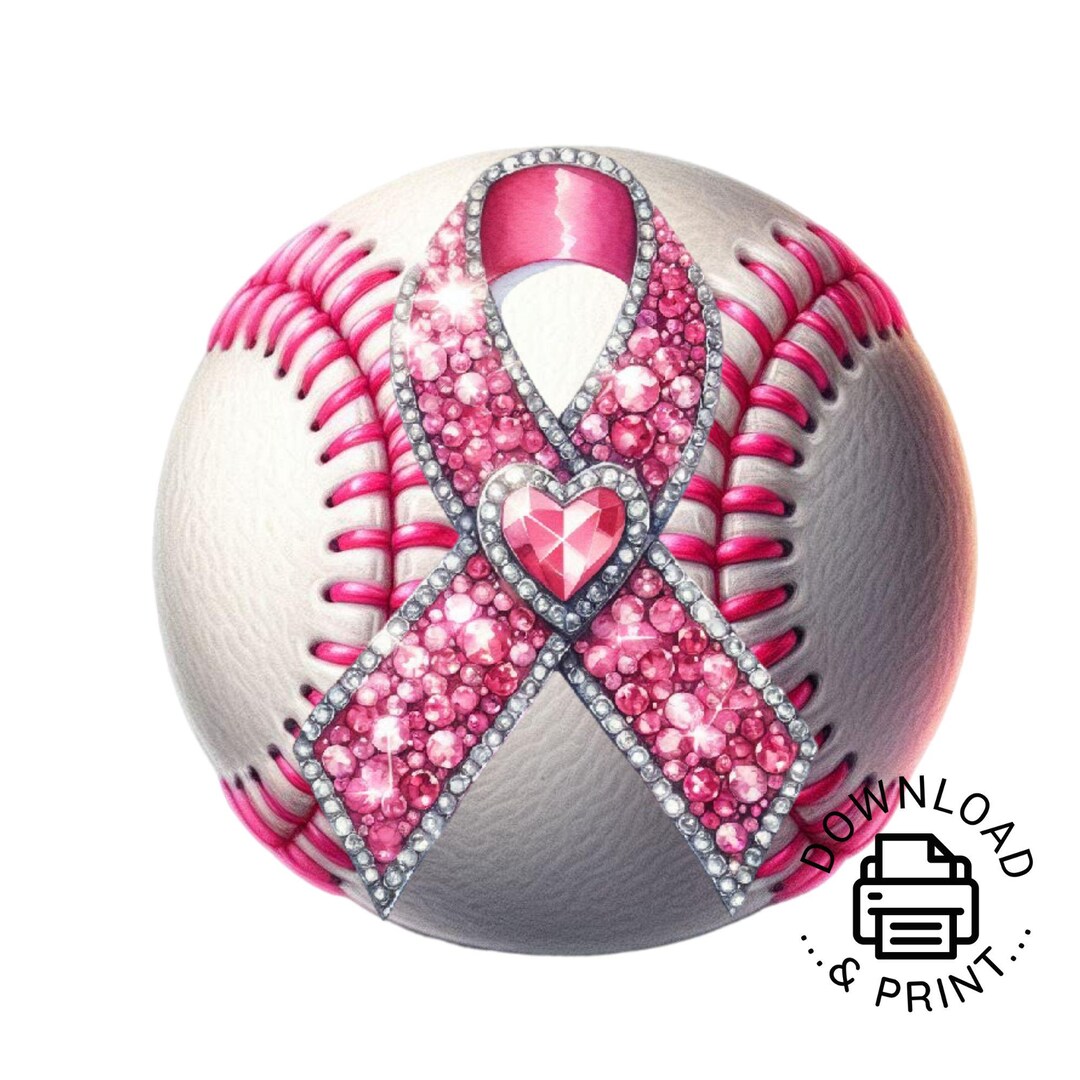 Baseball Breast Cancer Clipart, Pink Ribbon Baseball, Watercolor Baseball and Ribbon PNG Clipart ...