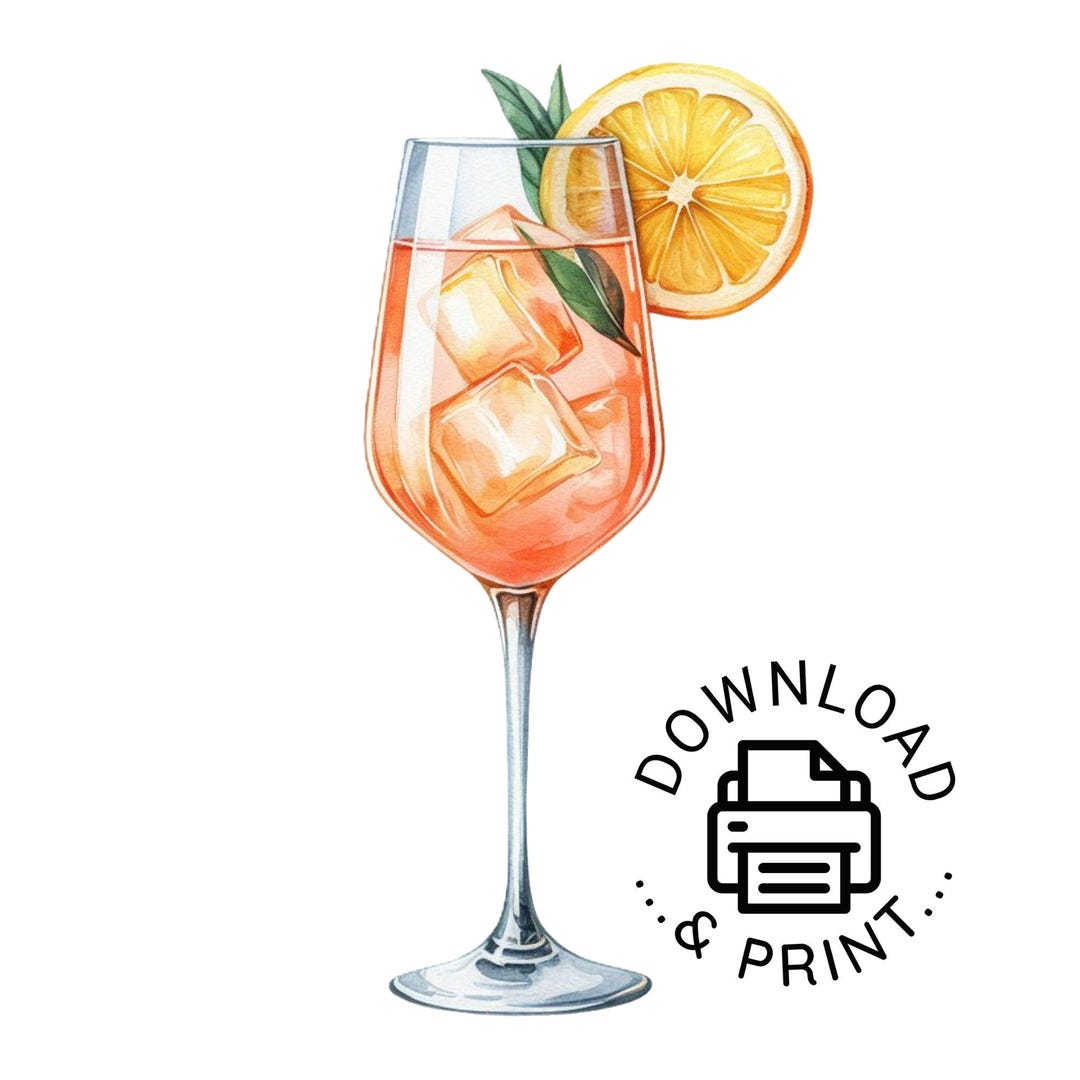 SUNSET MIMOSA Cocktail Clipart, Watercolor Cocktail PNG, Digital ...