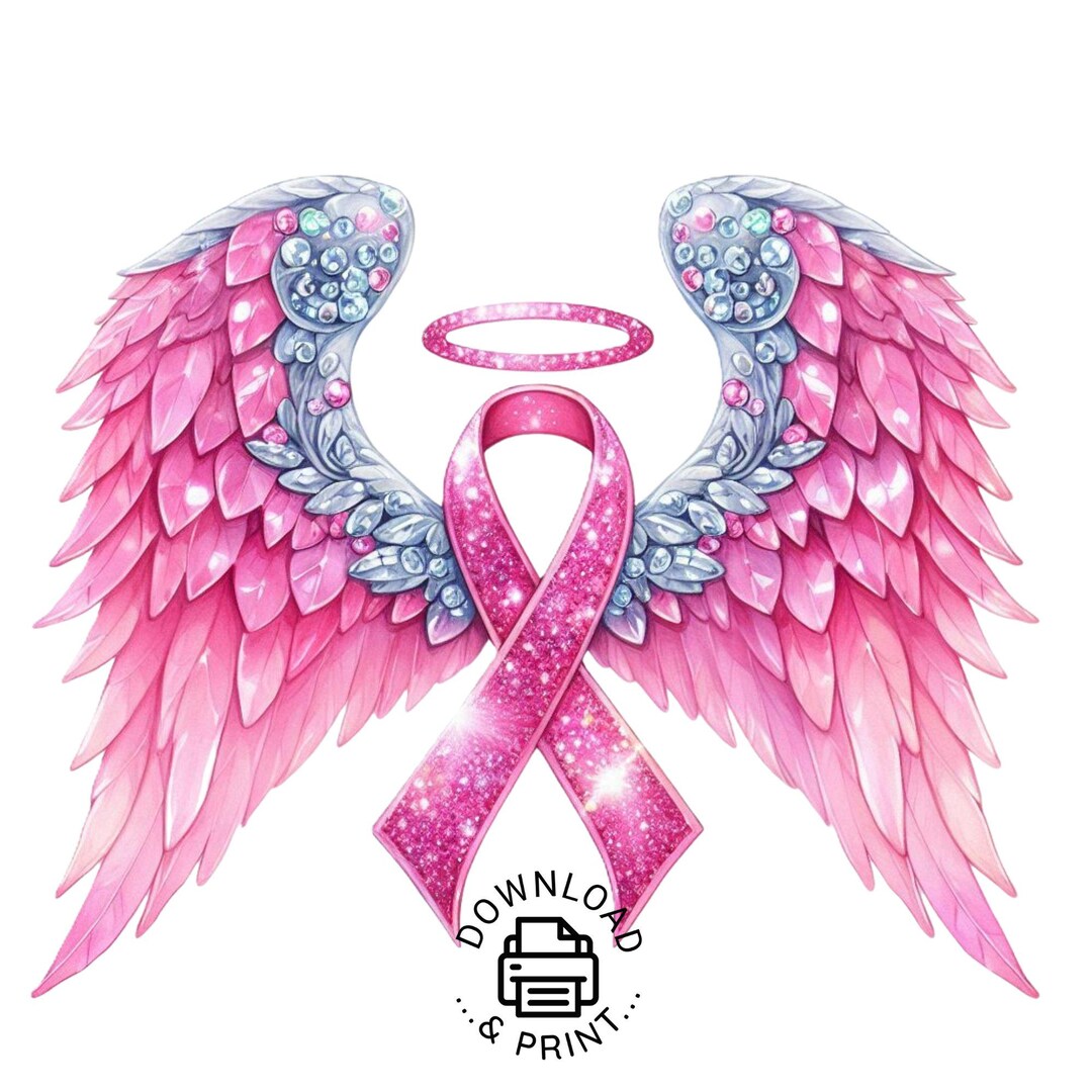 Angel Wings Pink Ribbon Png, Breast Cancer Awareness Png, in Loving ...