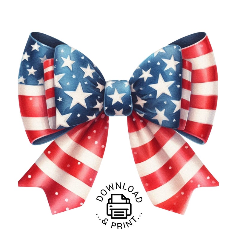 Patriotic American Flag Ribbon Clipart, Stars and Stripes Bow PNG for ...