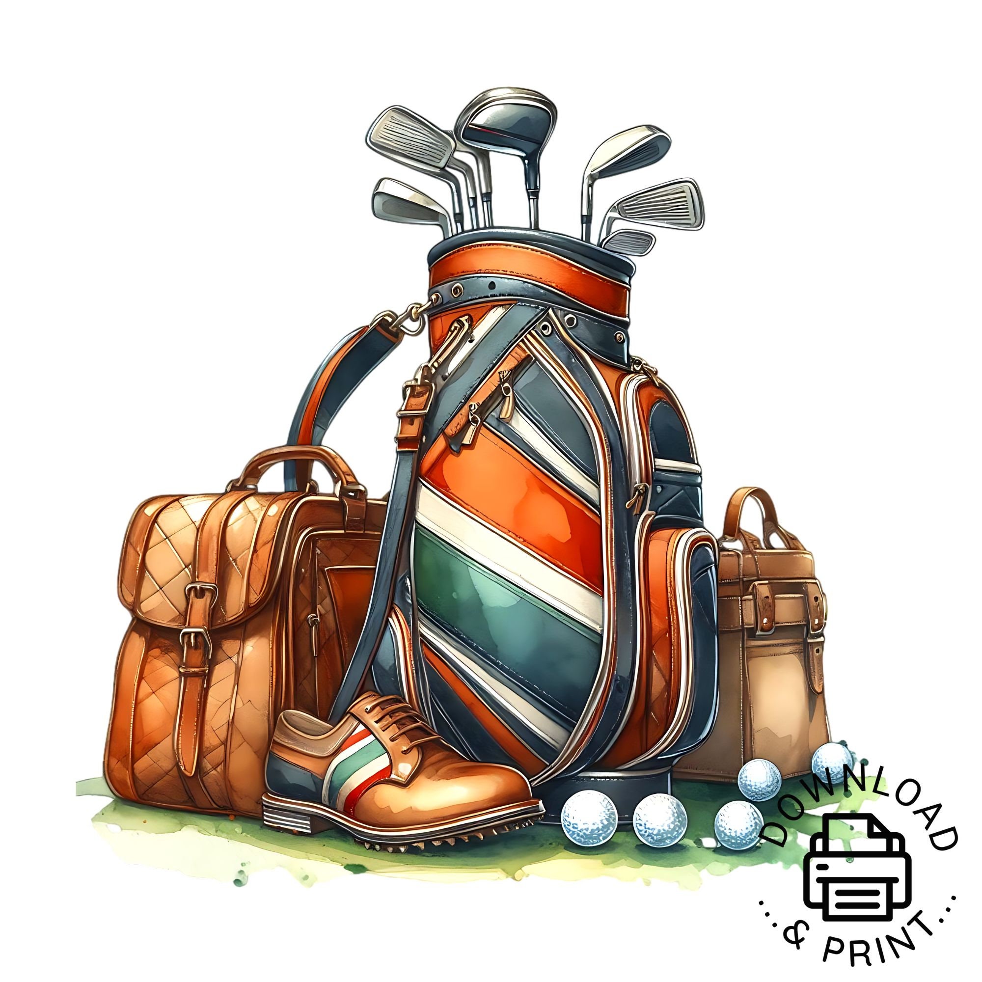 Golf Bag Clipart, Watercolor Golf Bag Sports Mans Clipart Golfer PNG ...