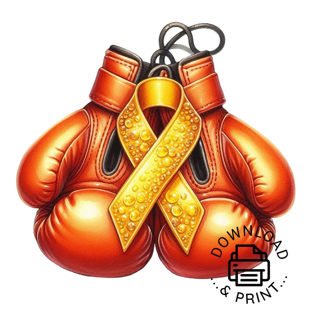 Orange Boxing Gloves Clipart, Leukemia Ribbon Boxing Gloves Clipart ...