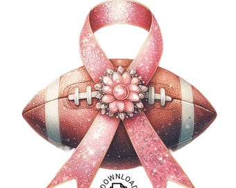Pink Football Clipart, Football Sublimation, Pink Ribbon Football ...