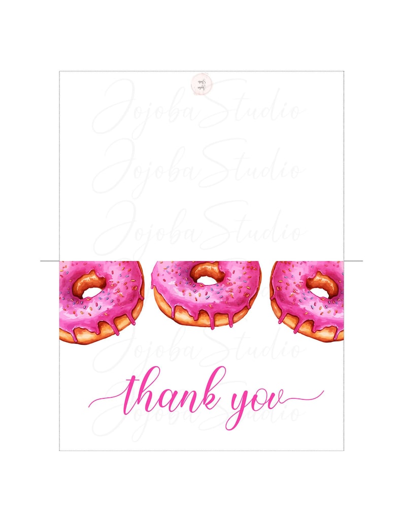 Printable Card, Pink Donut Thank You Card, Minimalist, Instant Download ...
