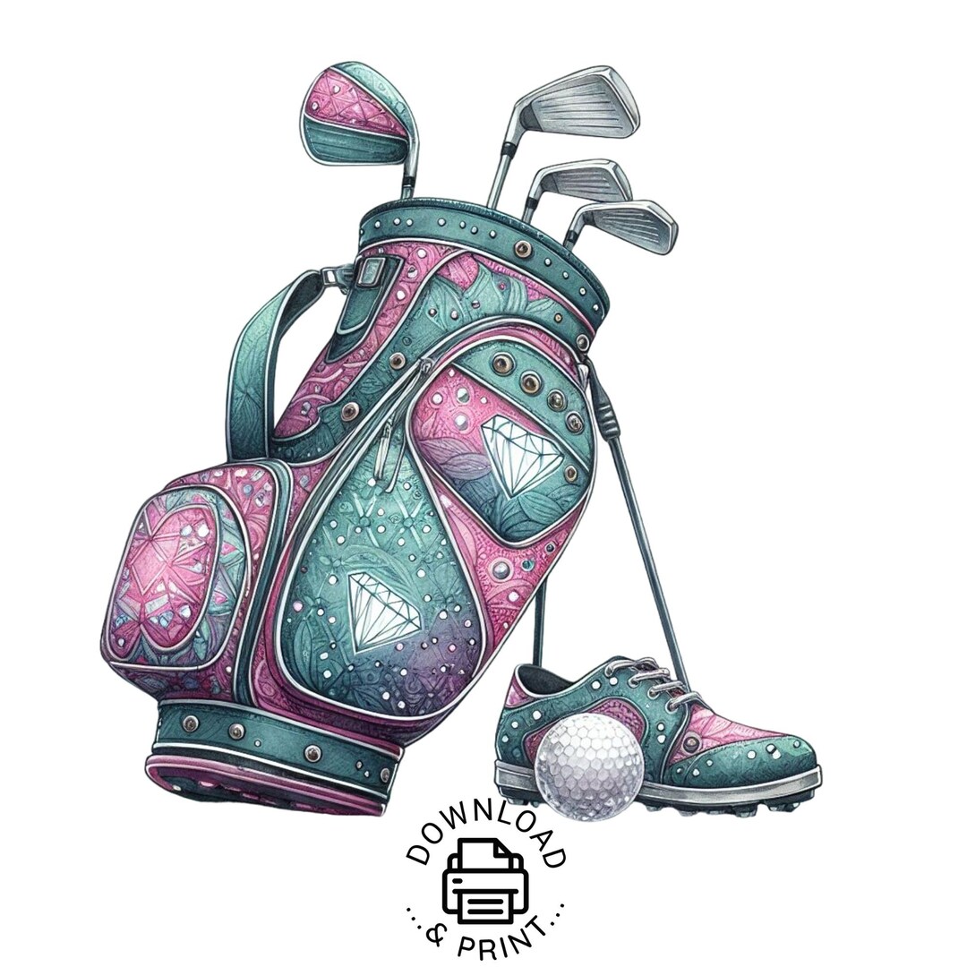 Golf Bag Watercolor Pink Golf Bag Sports Girl Clipart Nursery Golfer ...