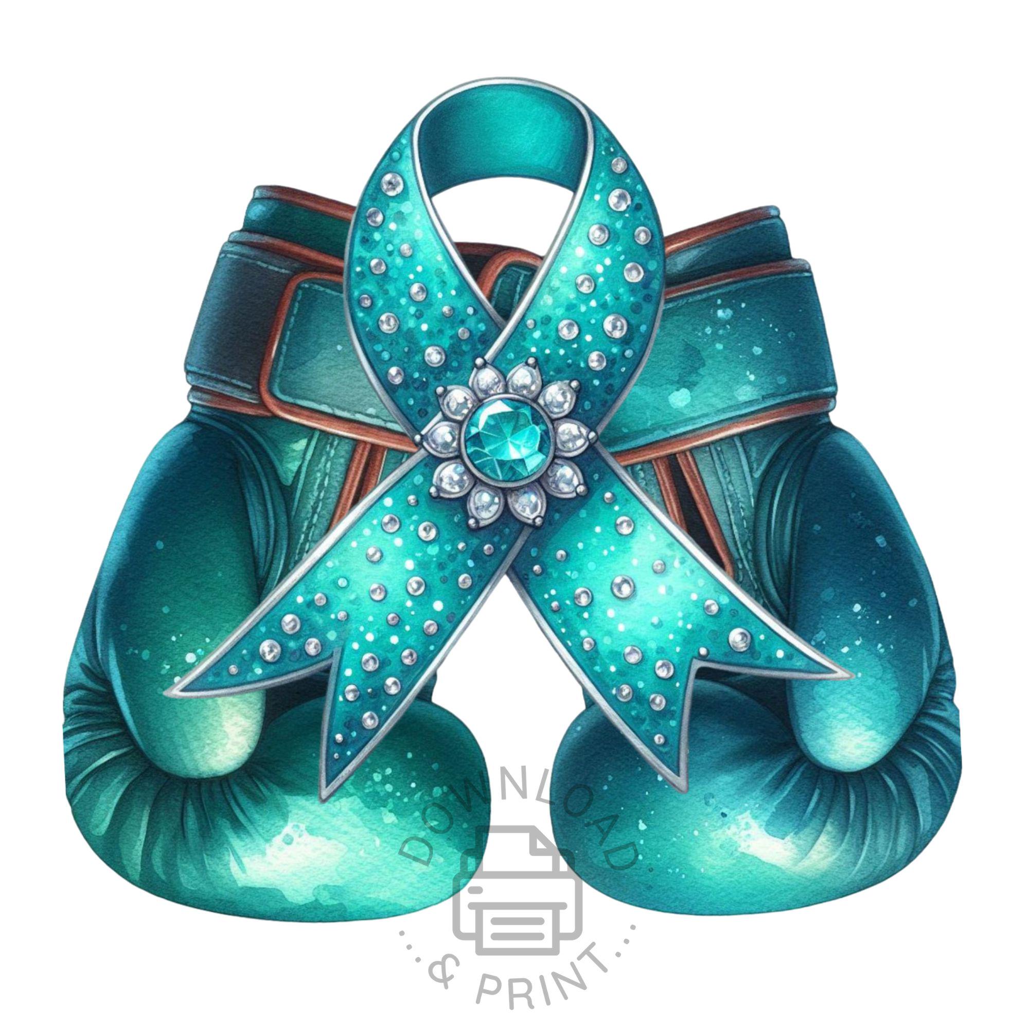 Teal Boxing Gloves Clipart, Teal Awareness Ribbon Boxing Gloves Clipart ...
