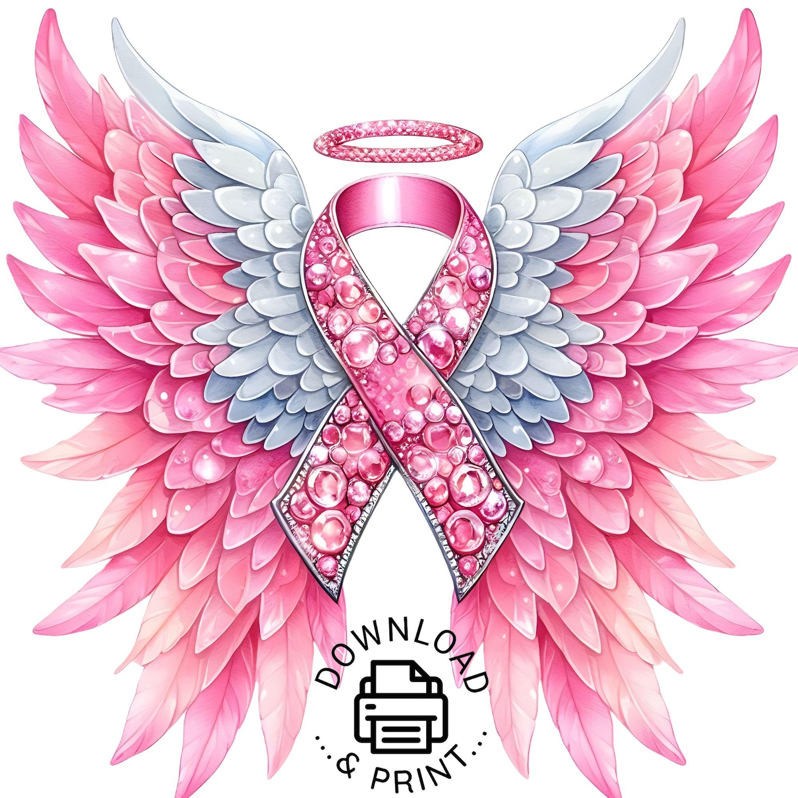 Angel Wings Pink Ribbon Png, Breast Cancer Awareness Png, in Loving ...