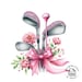 Watercolor Pink Ribbon Golf Clipart, Ball, Tee (PNG Digital Download ...