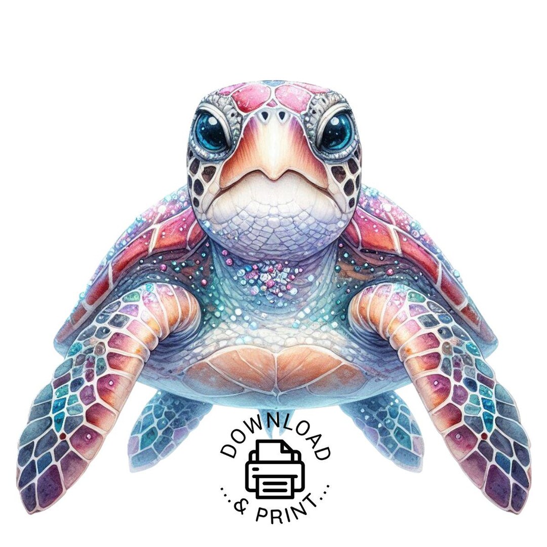 Colorful Sea Turtle Wall Art Print – Watercolor Ocean Animal ...