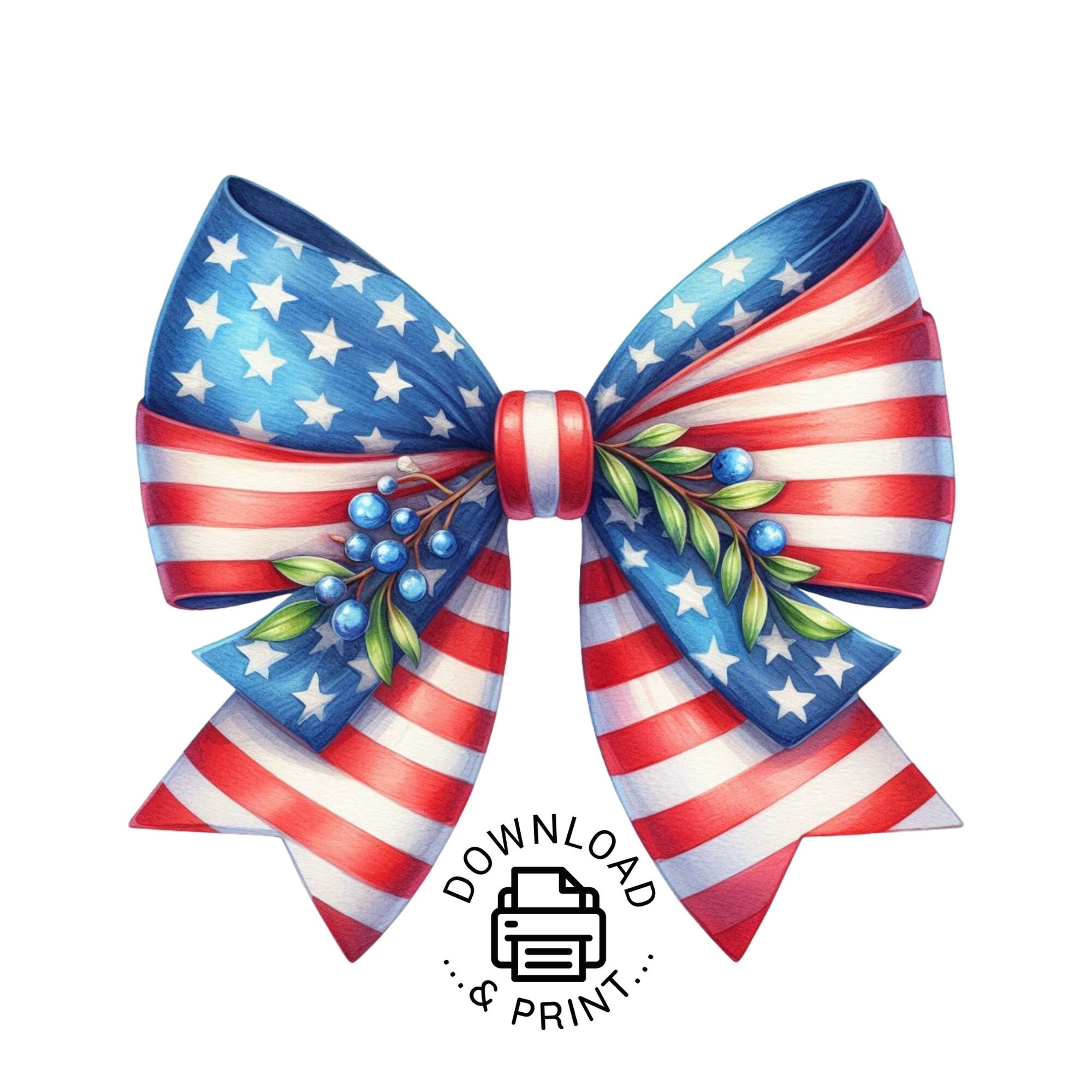 Patriotic American Flag Ribbon Clipart, Stars and Stripes Bow PNG for ...