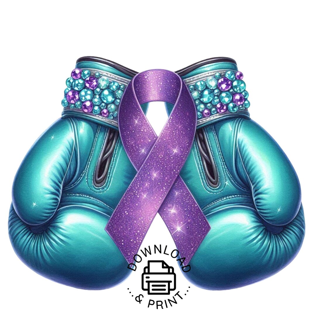 Teal Boxing Gloves Clipart, Purple Ribbon Boxing Gloves Clipart, Teal ...