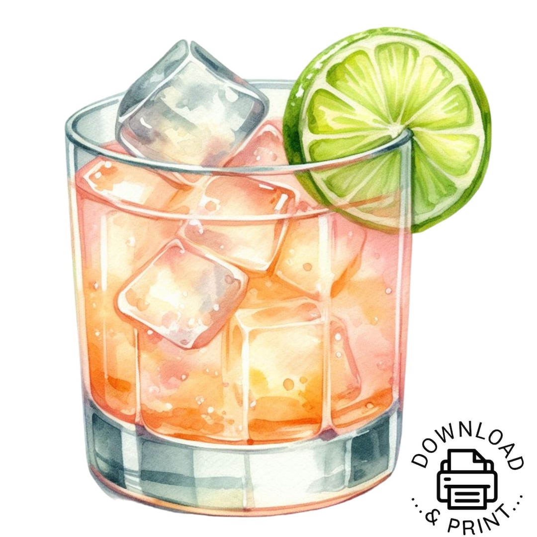 Paloma Cocktail Clipart, Watercolor Cocktail PNG Clipart, Digital ...