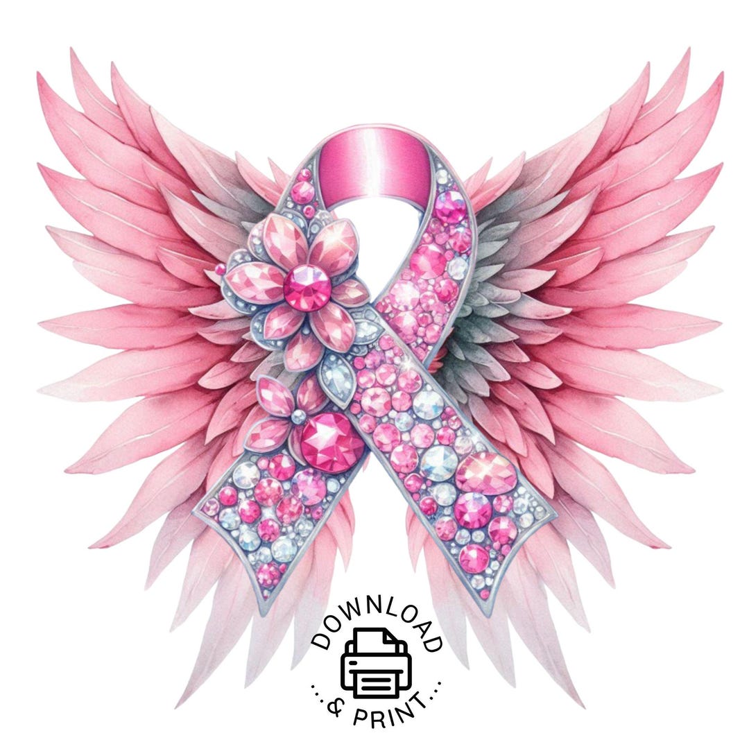 Angel Wings Pink Ribbon Png, Breast Cancer Awareness Png, in Loving ...