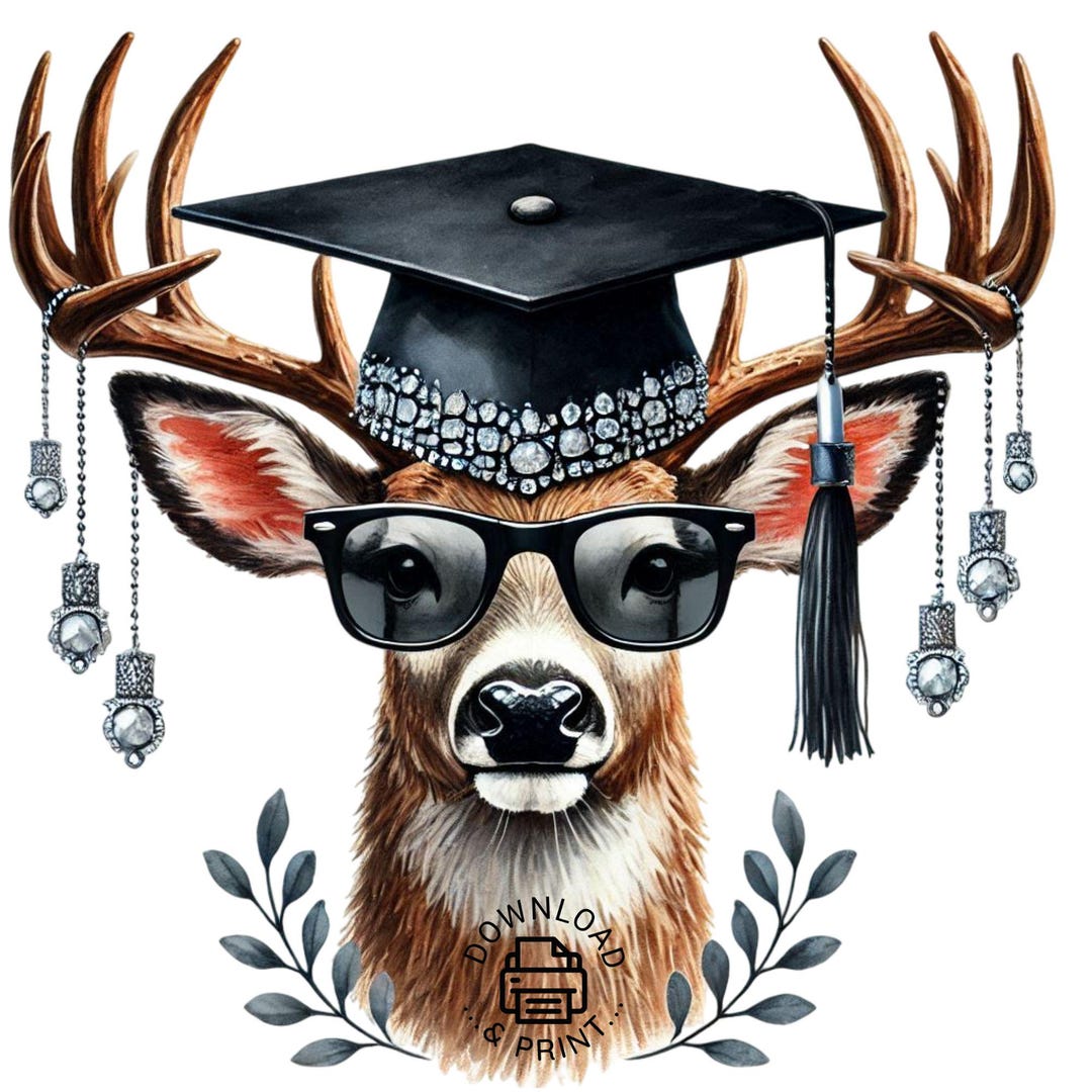 Deer Graduation Clipart PNG | Hunting College High School Graduation PNG | Deer Graduate Gift ...