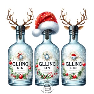 Watercolor Christmas Gin PNG Clipart, Christmas Gin Bottles PNG ...