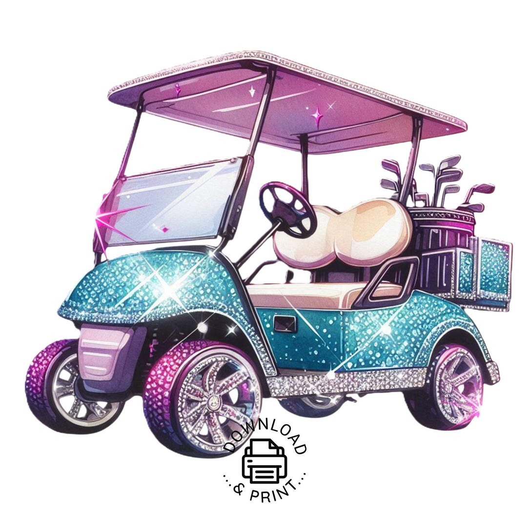Golf Cart Clipart, Pastel Golf Cart Girl Clipart Nursery Golfer PNG ...