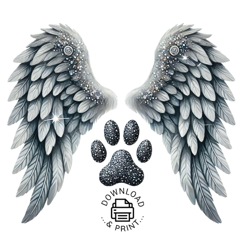 Watercolor Angel Wings Dog Paw Clipart PNG (digital Download) - Etsy