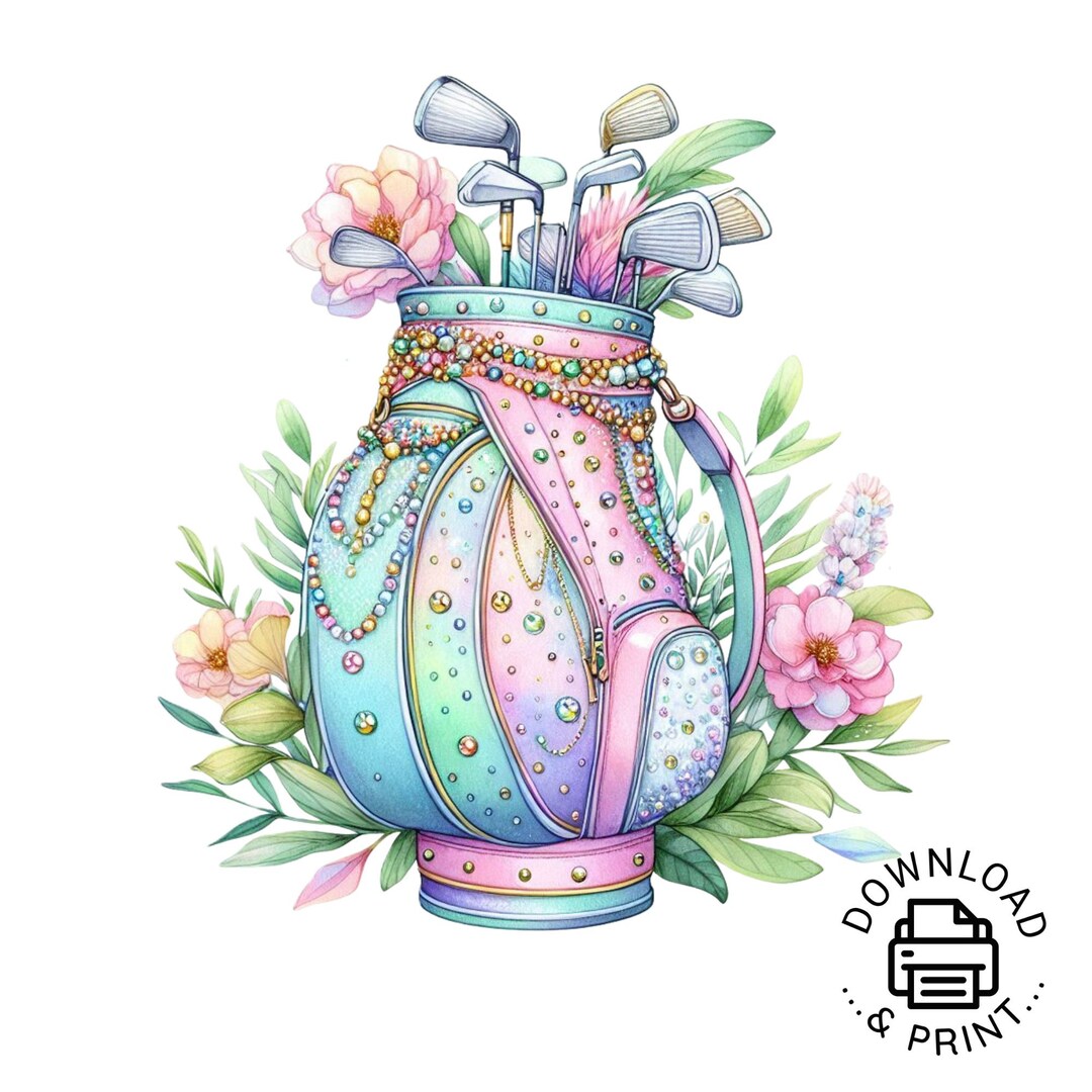 Golf Bag Watercolor Pink Golf Bag Sports Girl Clipart Nursery Golfer ...