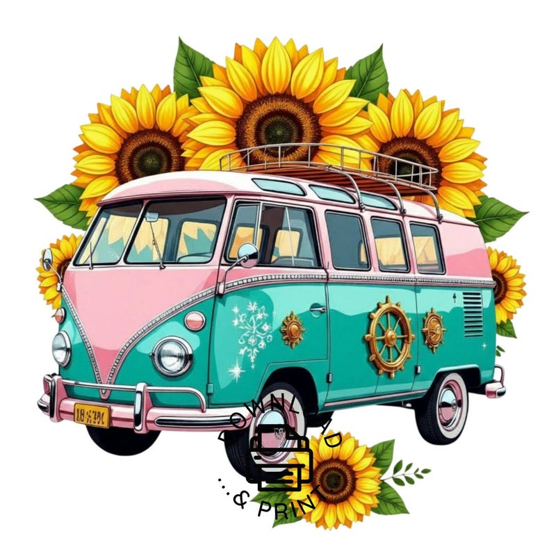 Hippie Van Clipart - Etsy