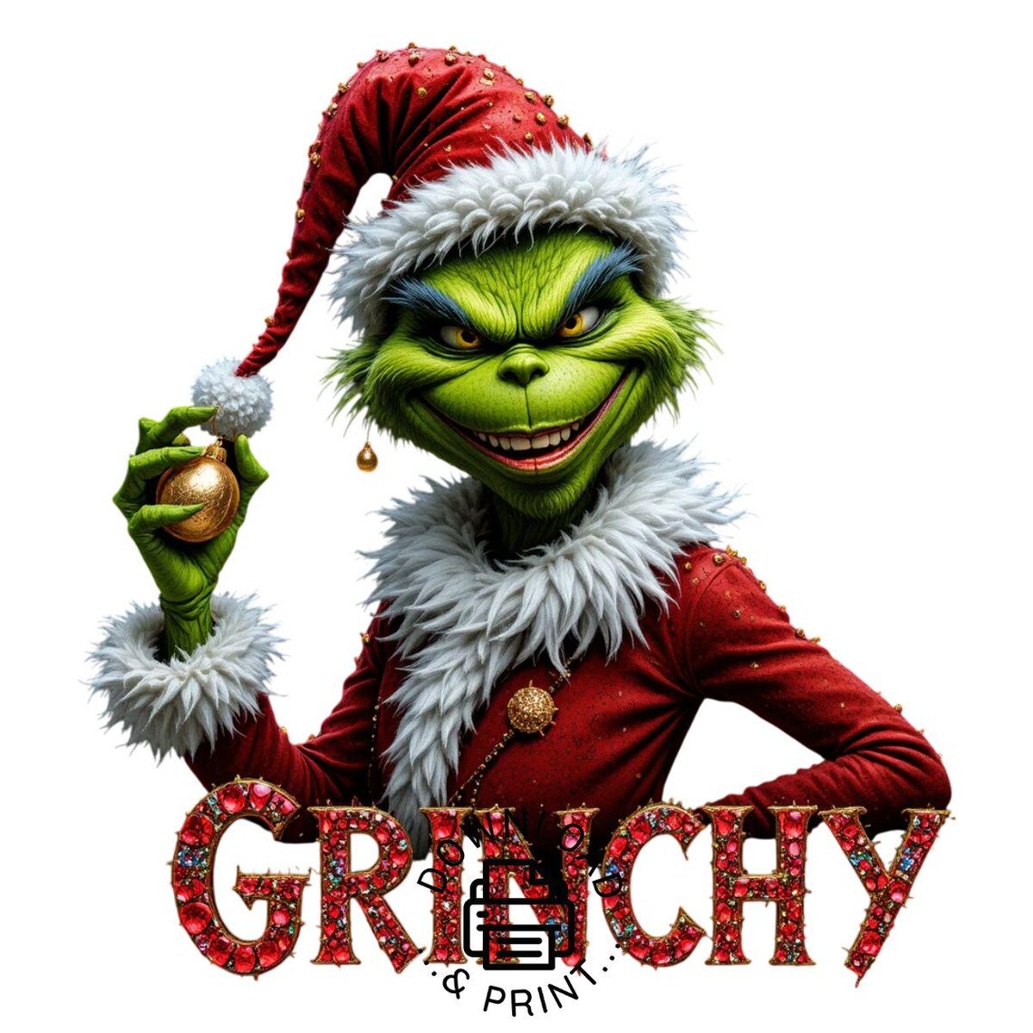 Grinch Rhinestone Christmas PNG, Sparkly Grinchy Santa Hat Clipart ...