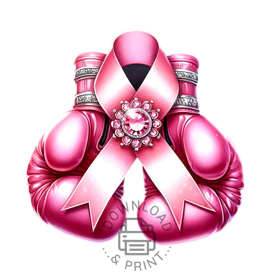 Breast Cancer Clipart, Pink Ribbon Boxing Gloves Clipart, Pink Boxing ...