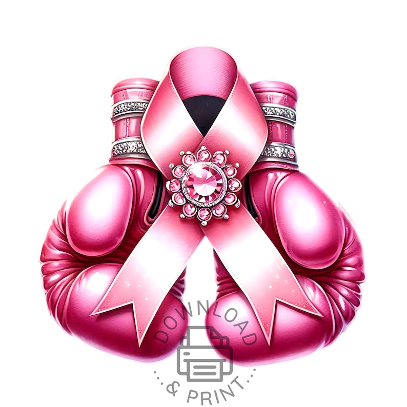 Breast Cancer Clipart, Pink Ribbon Boxing Gloves Clipart, Pink Boxing ...