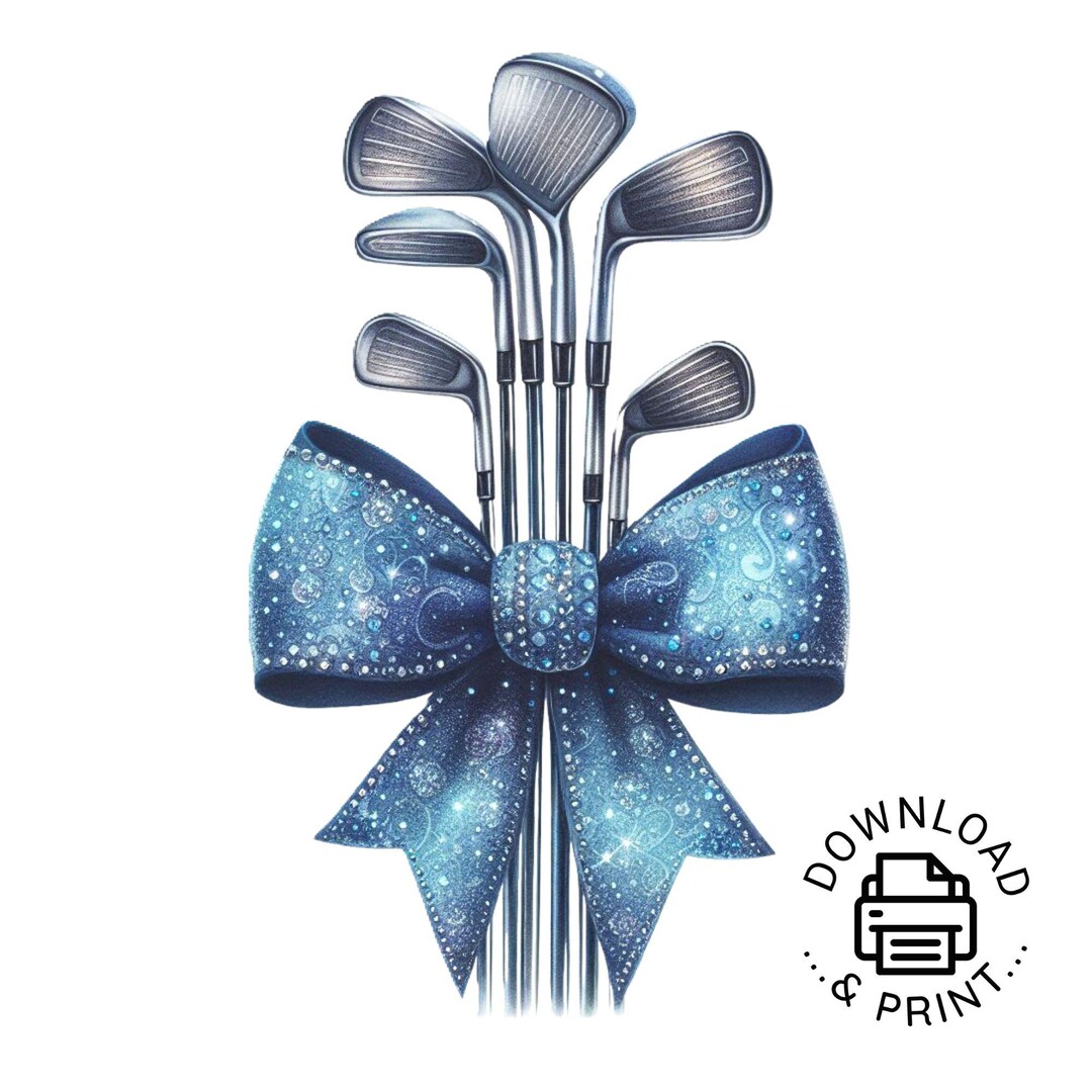 GOLF Clipart, Golf Png, Watercolor Blue Ribbon Golf Club Clipart, Golf ...