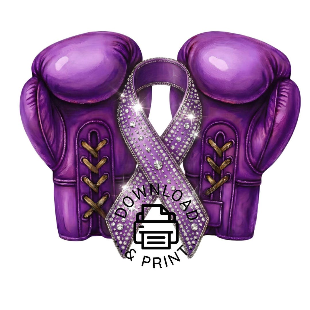 Purple Boxing Gloves PNG, Bling Awareness Ribbon Clipart, Lupus Cancer ...